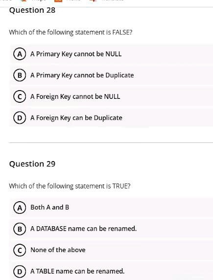 SOLVED: Question 28 Which ofthe following sratement Is FALSE? A Primary ...