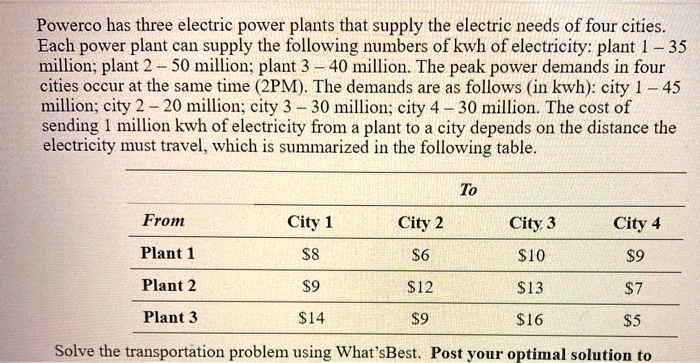 powerco has three electric power plants that supply the electric needs ...