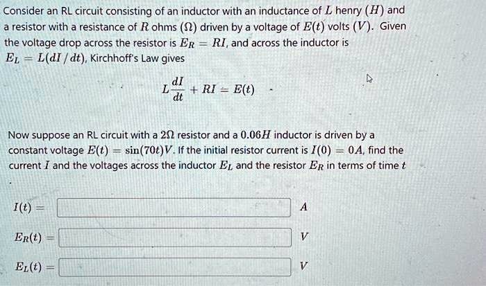 SOLVED: Consider an RL circuit consisting of an inductor with an ...