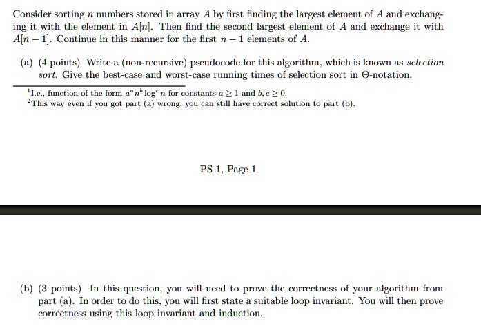Solved Texts Consider Sorting N Numbers Stored In Array A By First Finding The Largest Element