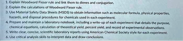 SOLVED: Texts: 1. Explain Woodward-Fieser rule and link them to dienes ...