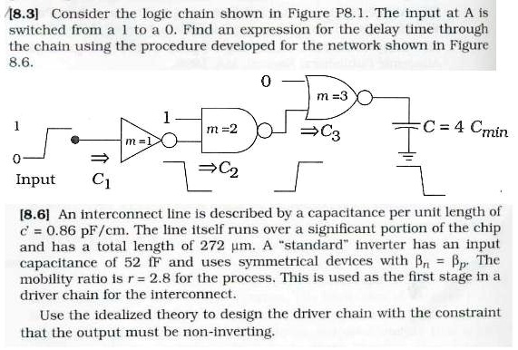 [8.3] Consider the logic chain shown in Figure P8.1. The input at A is ...