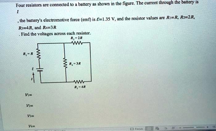 SOLVED: Four resistors are connected t0 battery as shown in the figure. The current through the ...