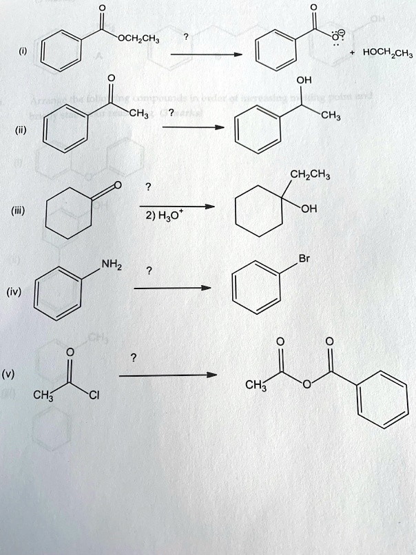 SOLVED: OCH-CH3 OH CH3 CH3 CHzCH; OH 2) Hzo (iv) (v) CH; HOCHCHs NH2 CH;