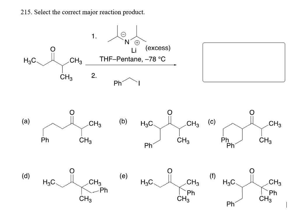 SOLVED:215. Select the correct major reaction product: N Li (excess ...