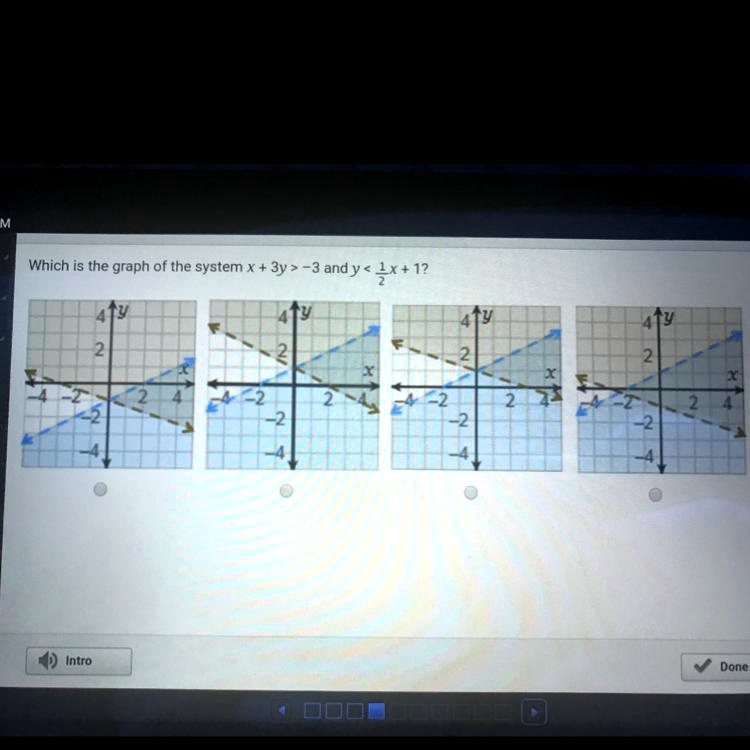 which is the graph of the system x3y 3 and y12x1 which is the graph of ...