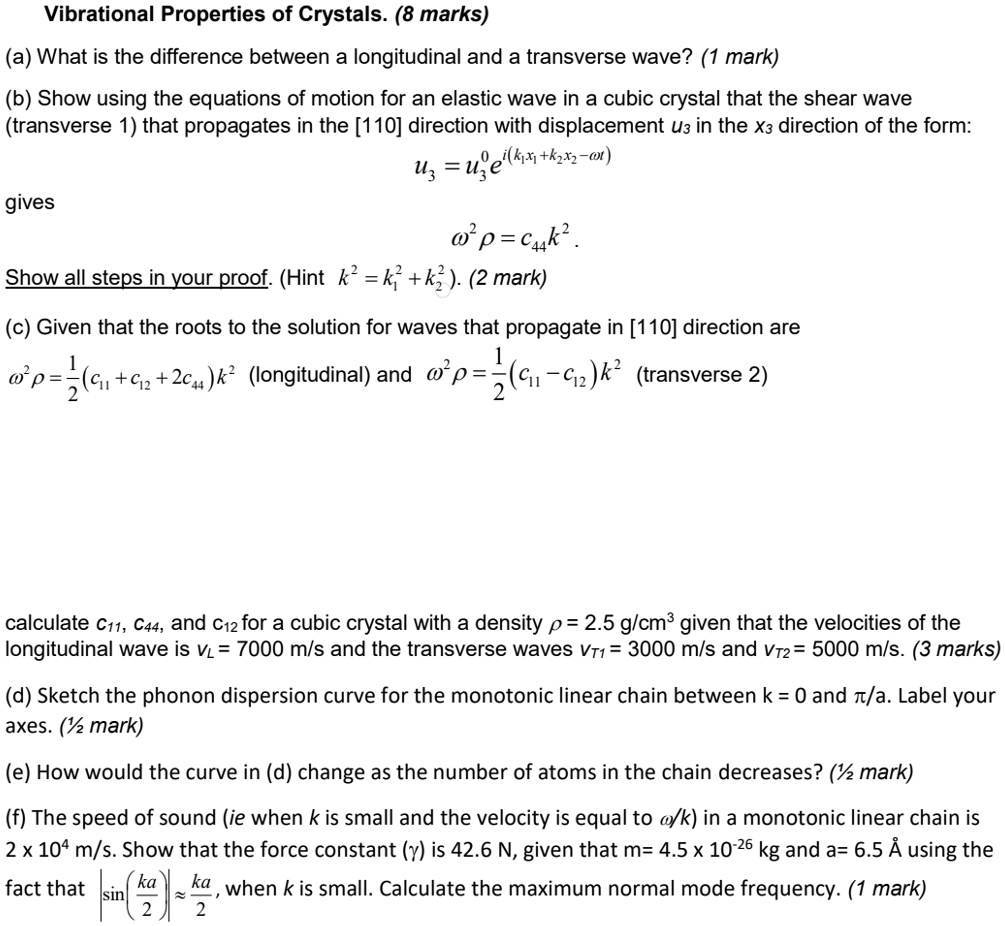 vibrational properties of crystals 8 marks a what is the difference ...