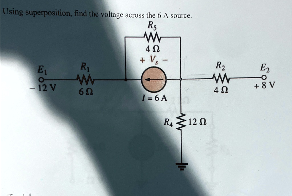 using superposition find the voltage across the 6a source using ...