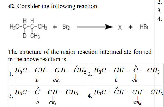 42. Consider the following reaction, The structure of the major ...