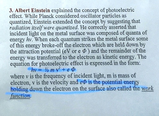 Photoelectric Effect Einstein Explanation