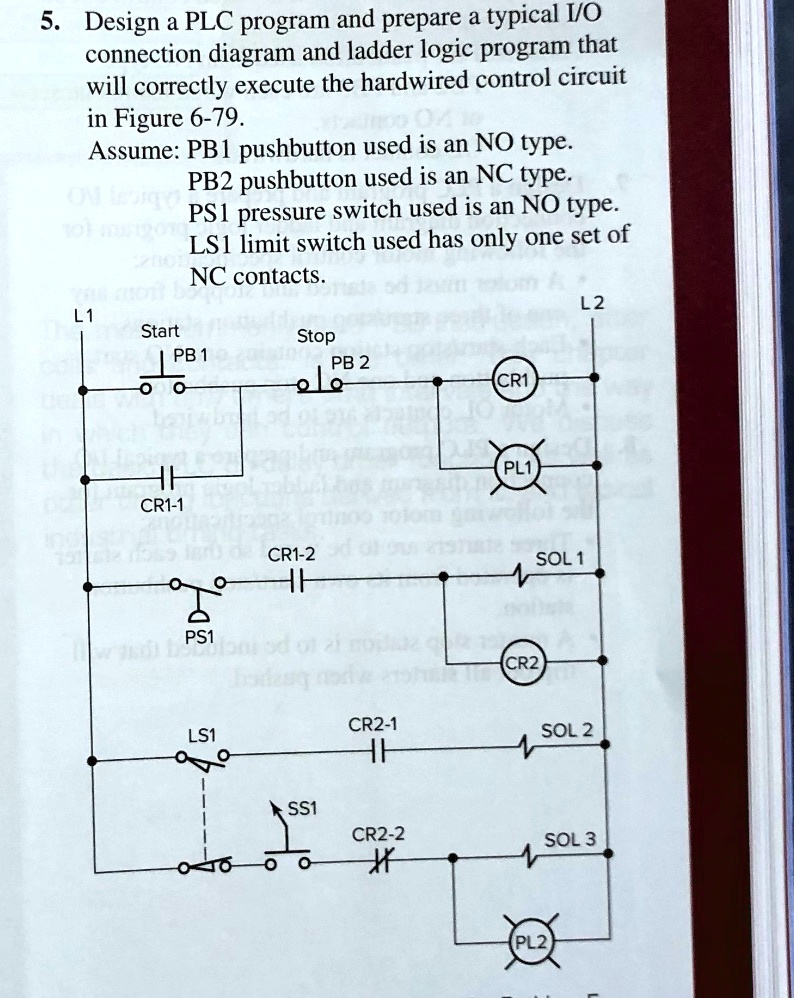 5 design a plc program and prepare a typical io connection diagram and ladder logic program that ...