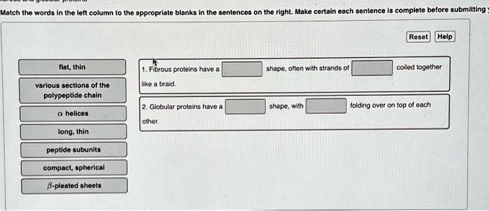 Match the words in the left column to the appropriate blanks...
