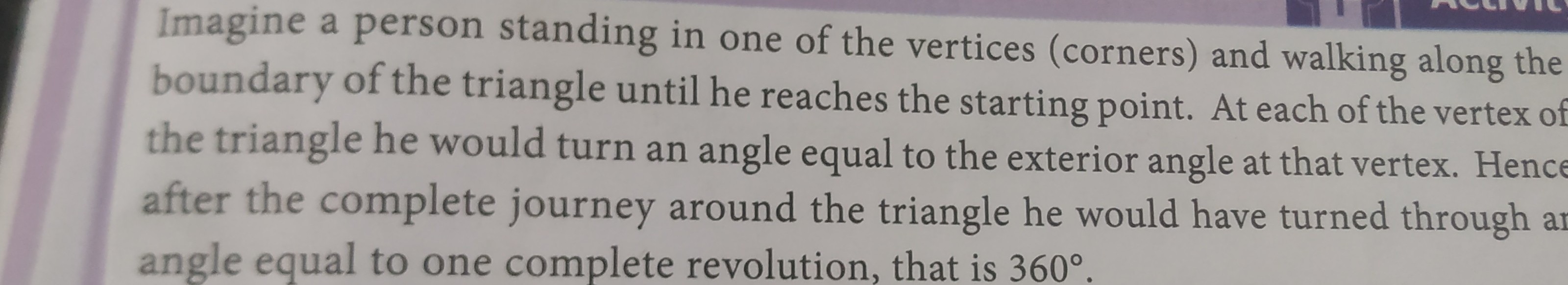 Imagine a person standing in one of the vertices (corners) and walking ...