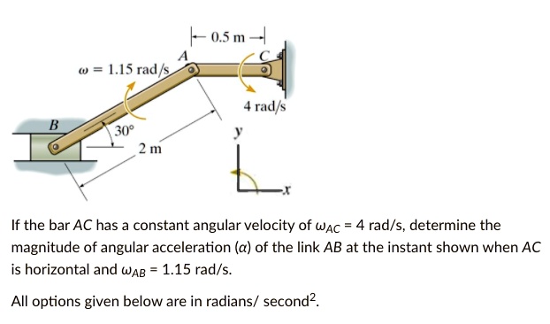 if the bar ac has a constant angular velocity of ac 4 rads determine ...