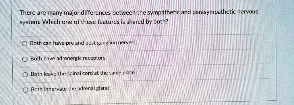 There are many major differences between the sympathetic and ...