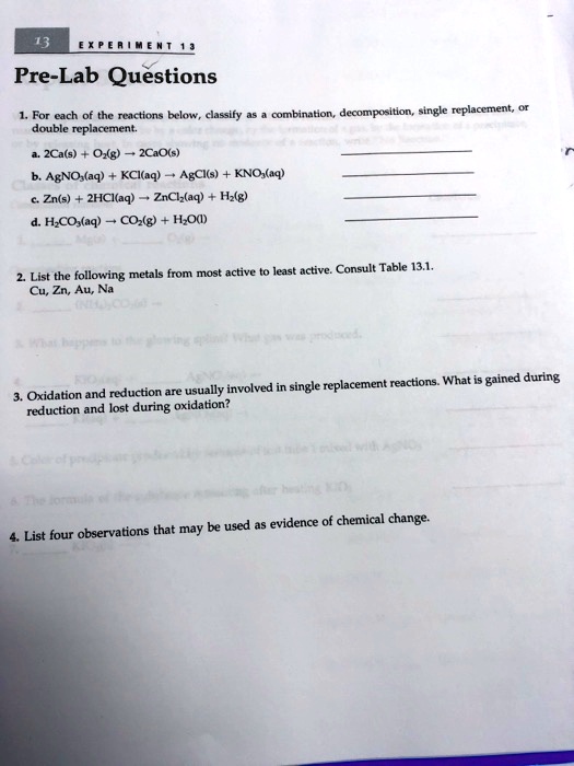 Single Replacement Reaction Lab