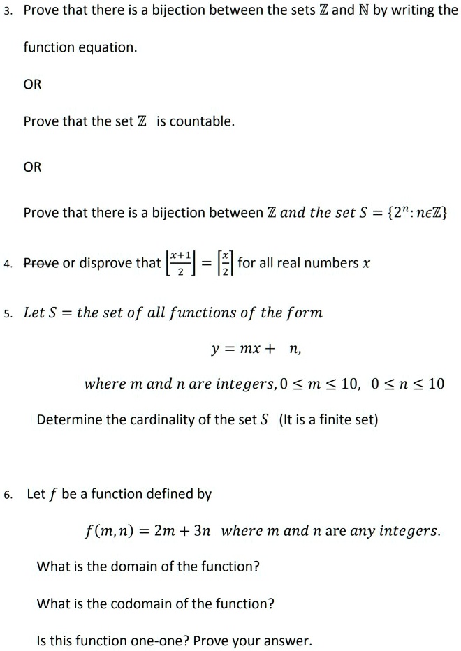 3. Prove that there is a bijection between the sets ℤ and ℕ by writing ...
