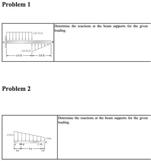 SOLVED: Problem 1 Determine the reactions at the beam supports for the given loading. 4.8 ft 161 ...