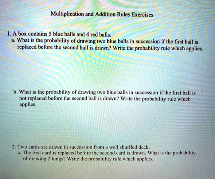 multiplication and addition rules exercises la box contains 5 blue ...