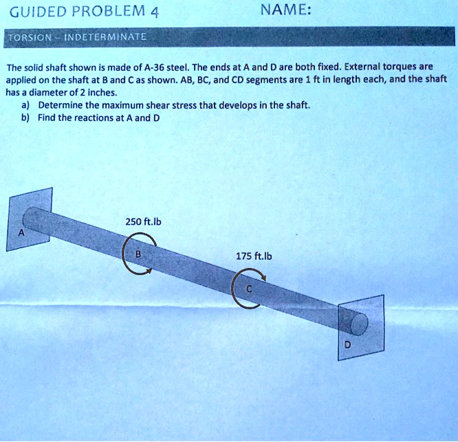 SOLVED: GUIDED PROBLEM 4 NAME: TORSION INDETERMINATE The solid shaft ...