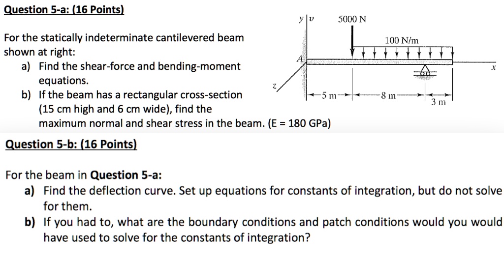 Question 5-a: (16 Points) For the statically indeterminate cantilevered ...