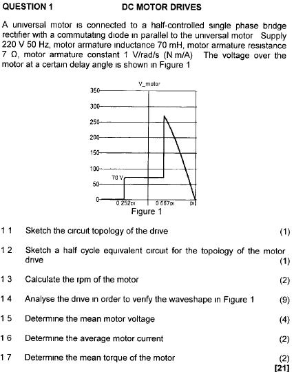 SOLVED: DC MOTOR DRIVES A universal motor is connected to a half ...