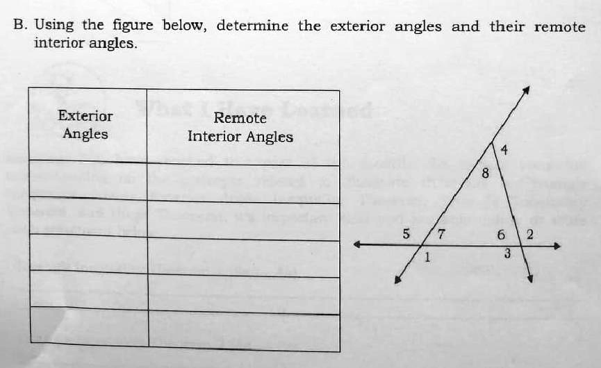 B. Using the figure below, determine the exterior angles and...