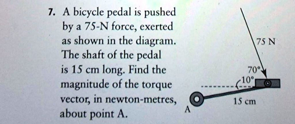 7 a bicycle pedal is pushed by a 75 n force exerted as shown in the ...