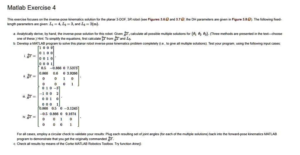 helpmatlab exercise 4 this exercise focuses on the inverse pose kinematics solution for the ...