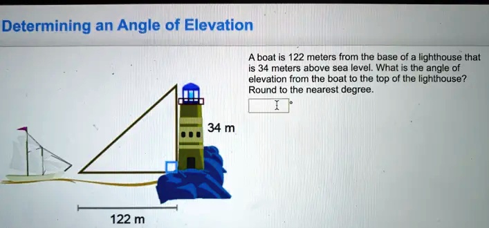 SOLVED: Determining an Angle of Elevation boat is 122 meters from the ...