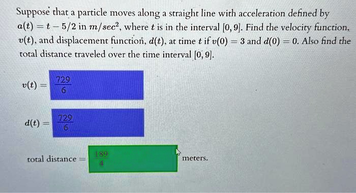 SOLVED: Suppose that a particle moves along a straight line with acceleration defined by a(t ...