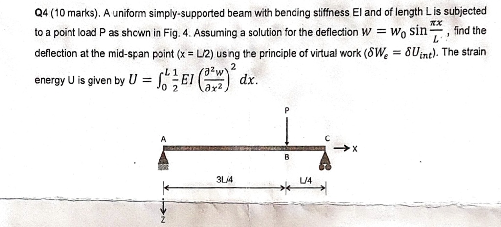 q4 10 marks a uniform simply supported beam with bending stiffness ei ...