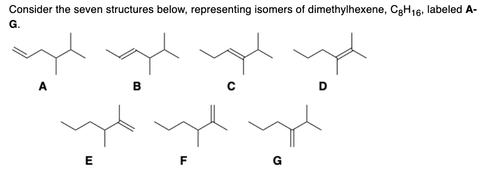 SOLVED: Consider the seven structures below, representing isomers of ...