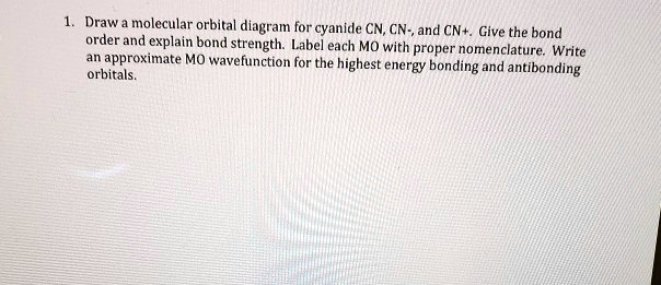 SOLVED: Draw a molecular orbital diagram for cyanide (CN), CN-, and CN+ ...