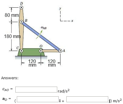 SOLVED: If link AB of the four-bar linkage has a constant counterclockwise angular velocity of ...