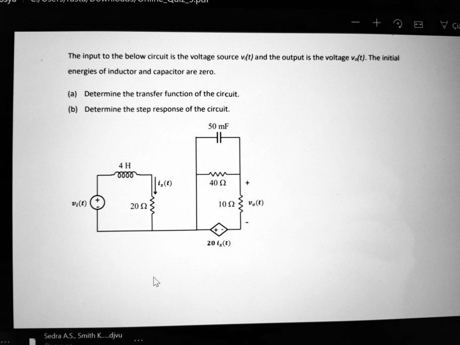 SOLVED: The input to the below circuit is the voltage source v(t) and the output is the voltage ...