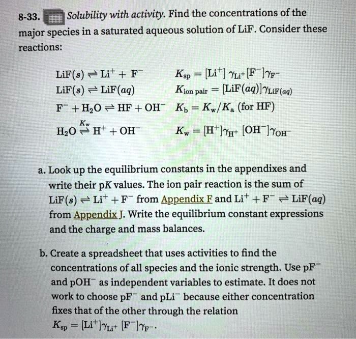 8 33 solubility with activity find the concentrations of the major ...