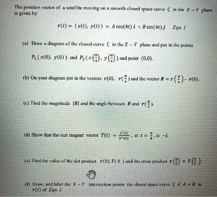 SOLVED:The position vector of satellite moving on smooth elosed space curve C in the X - plane ...