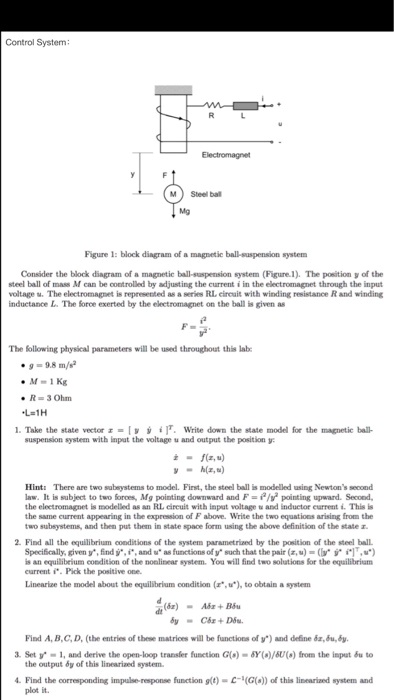 need solution for question 3 and 4 control system electromagnet figure 1 block diagram of a ...