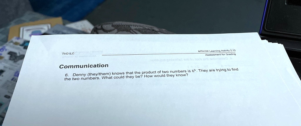 TVO ILC Communication MTH1W Learning Activity 2.10 Assessment for ...