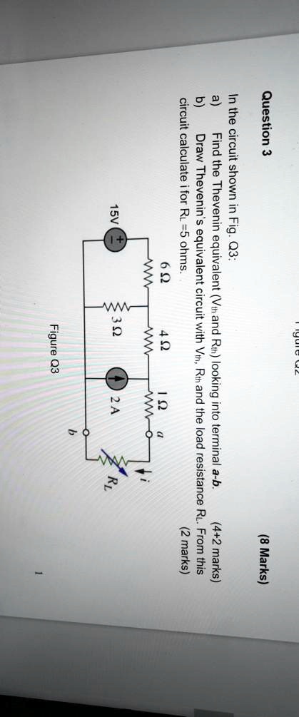 Question 3 circuit calculate i for RL=5 ohms. In the circuit shown in Fig.Q3: 15V, 6Î©, 39Î ...