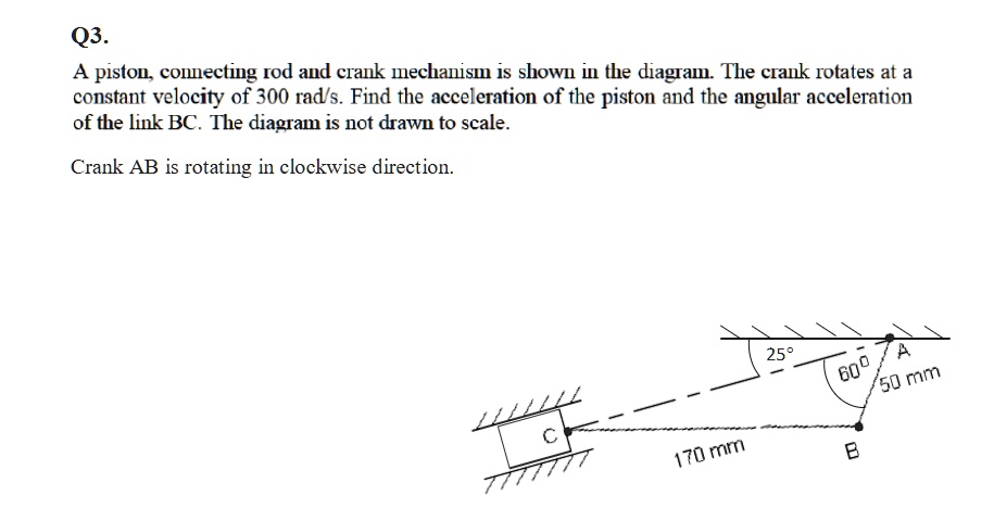 SOLVED: Q3 The piston, connecting rod, and crank mechanism are shown in the diagram. The crank ...