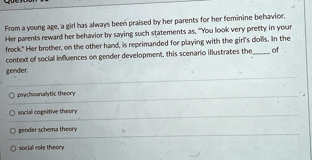 From a young age, a girl has always been praised by her parents for her ...