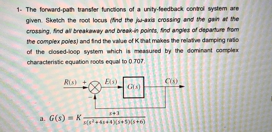 SOLVED: The forward-path transfer functions of a unity-feedback control system are given. Sketch ...