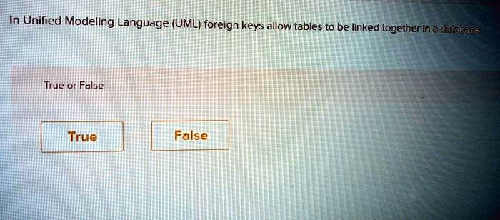 In Unified Modeling Language (UML) foreign keys allow tables to be ...