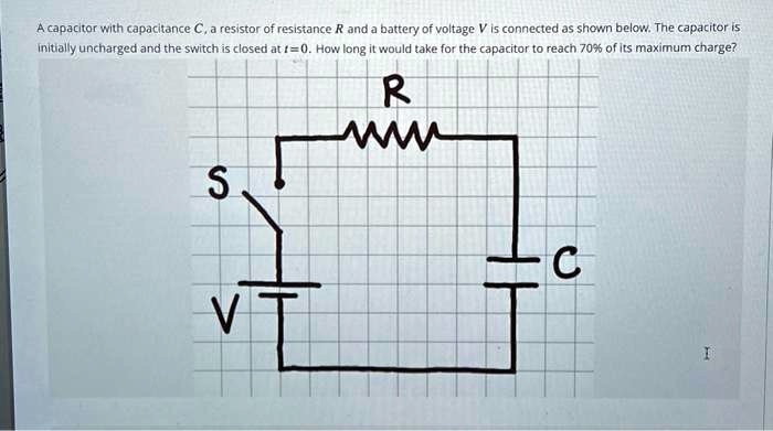 SOLVED: Texts: A capacitor with capacitance C, a resistor of resistance R, and a battery of ...