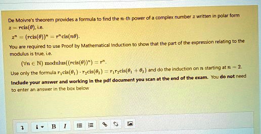 Complex numbers written in polar form provide formulas for the Vawer De ...