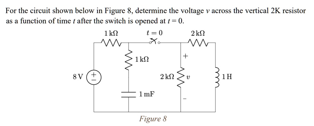 For the circuit shown below in Figure 8, determine the voltage v across ...