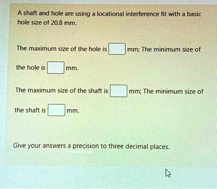 SOLVED: A shaft and hole are using a locational interference fit with a ...
