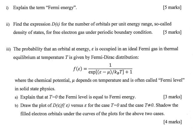 explain the term fermi energy 5 marks find the expression de for the ...